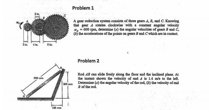 Solved Problem 1 2 in A gear reduction system consists of | Chegg.com