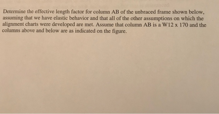 Solved Determine the effective length factor for column AB | Chegg.com