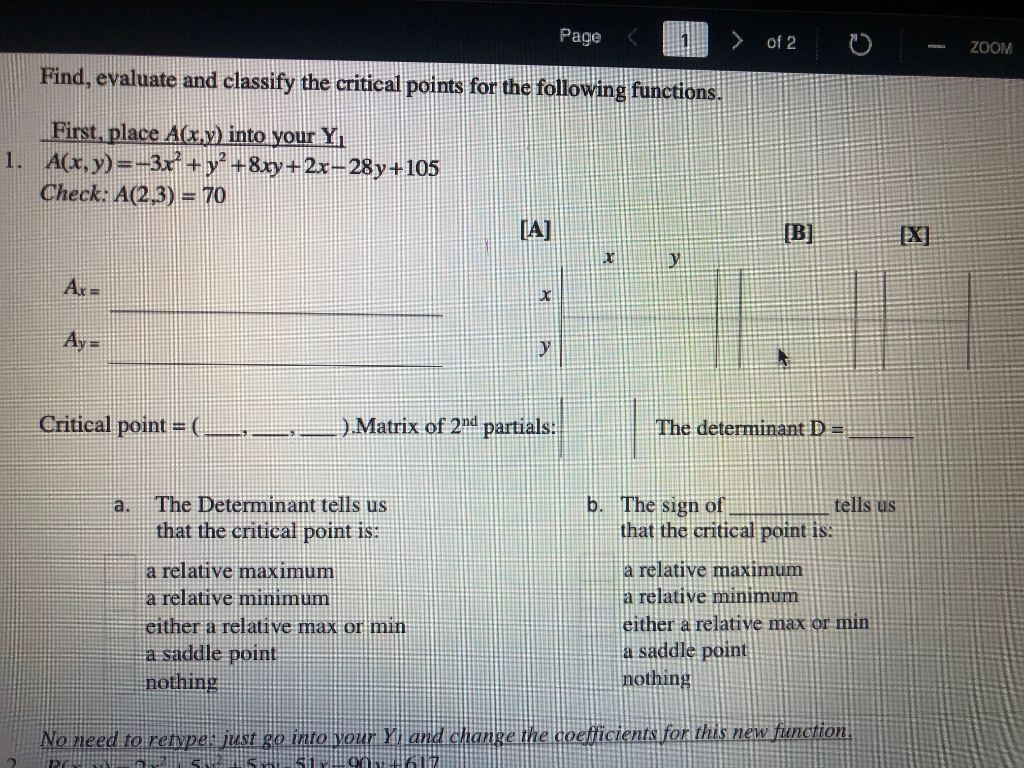 Solved Page of 2 ZOOM Find, evaluate and classify the | Chegg.com