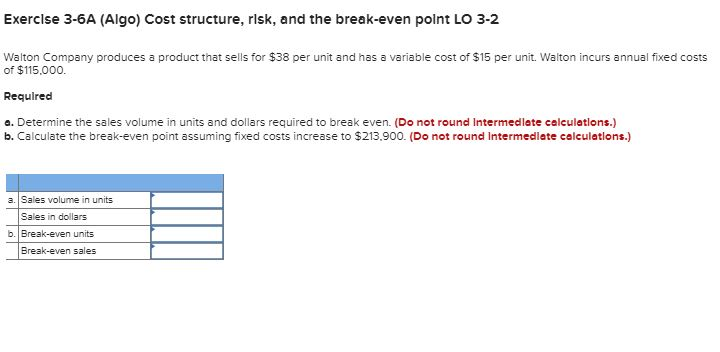 Solved Exercise 3-4A (Algo) Determining varlable cost from | Chegg.com
