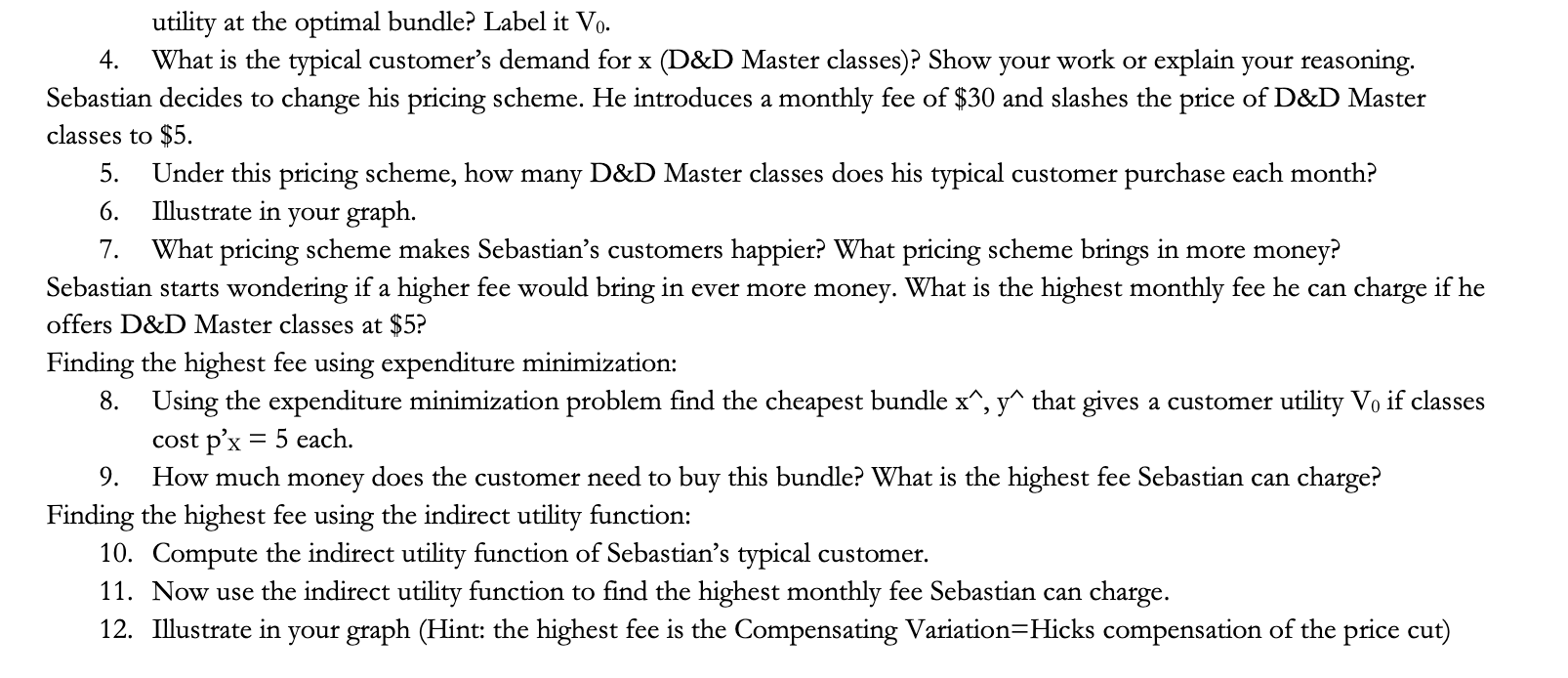 Solved Problem 4 (Indirect Utility function and Compensating | Chegg.com