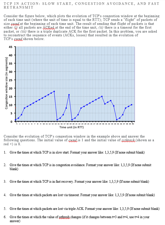 Solved TCP IN ACTION: SLOW START, CONGESTION AVOIDANCE, AND | Chegg.com