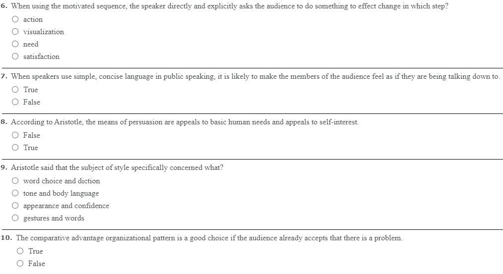 Solved 6. When using the motivated sequence, the speaker | Chegg.com