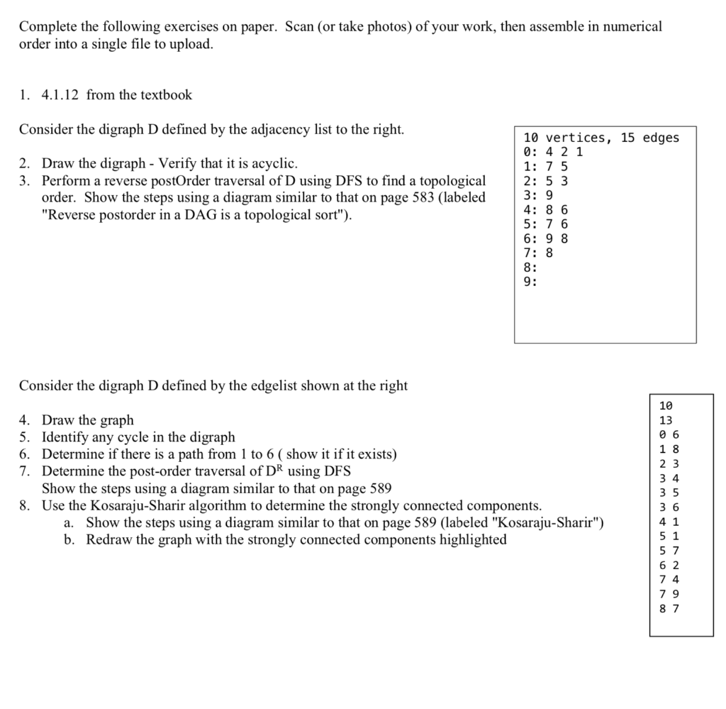 Solved Complete the following exercises on paper. Scan (or | Chegg.com