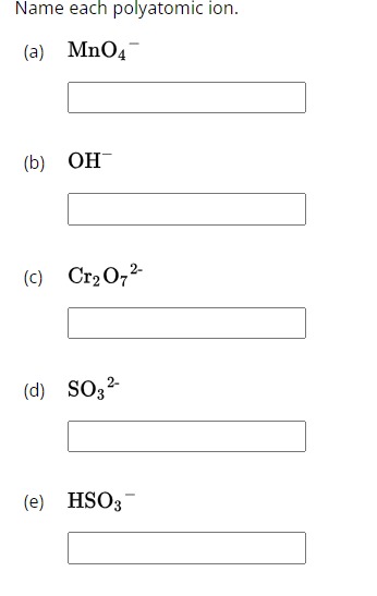 Solved Name each polyatomic | Chegg.com