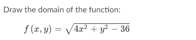 Solved Draw the domain of the function: f(x,y) = 4.x2 + y2 – | Chegg.com
