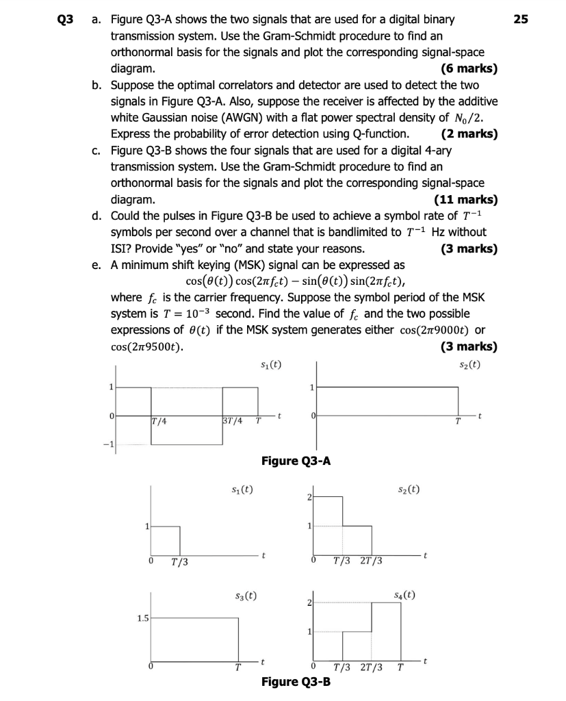 23 a. Figure Q3-A shows the two signals that are used | Chegg.com