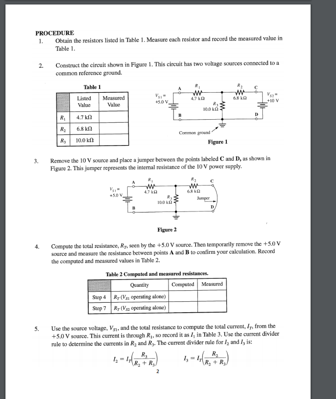 Solved PROCEDURE Obtain the resistors listed in Table 1. | Chegg.com