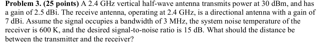 Solved Problem 3. (25 points) A 2.4 GHz vertical half-wave | Chegg.com