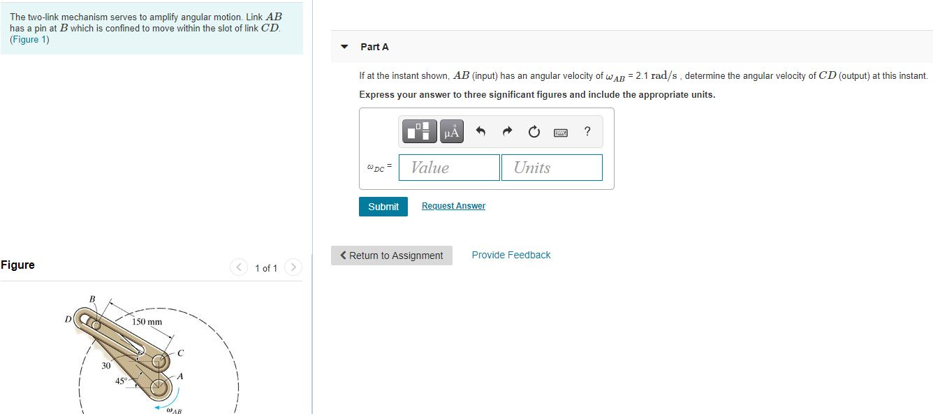 Solved The two-link mechanism serves to amplify angular | Chegg.com