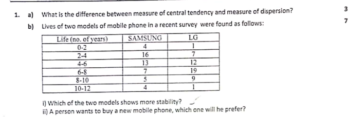 Solved 3 7 1. a) What is the difference between measure of | Chegg.com