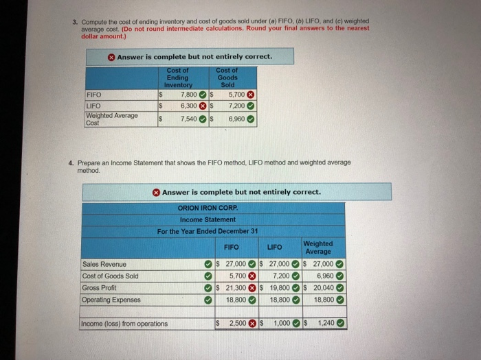 Solved Orion Iron Corp. tracks the number of units purchased | Chegg.com