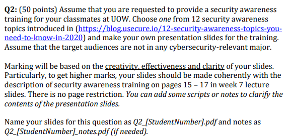 12 Security Awareness Training Topics You Need to | Chegg.com
