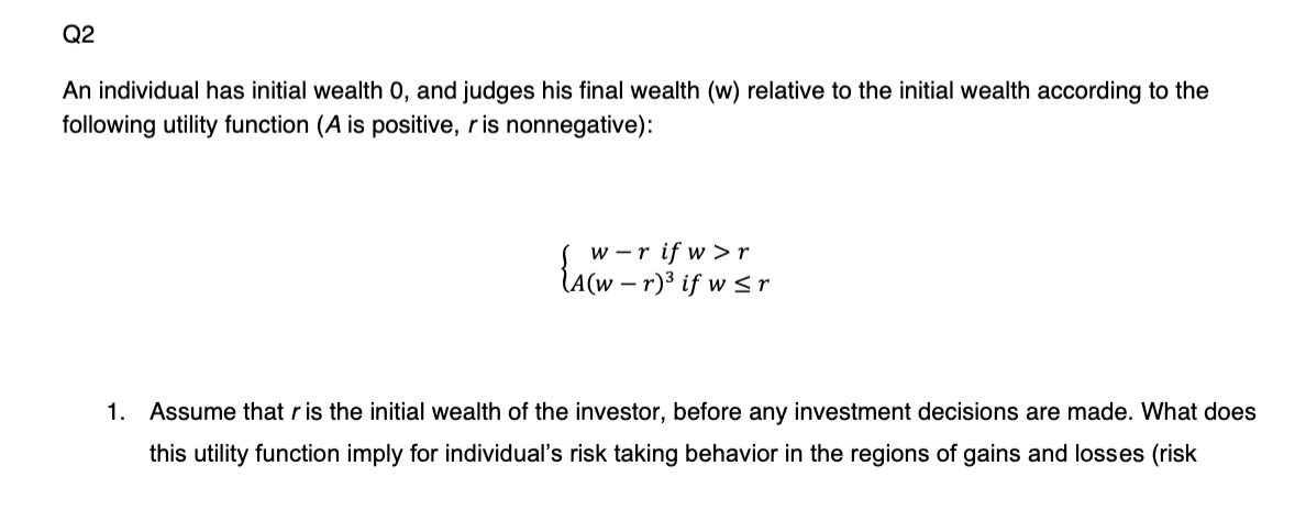 Solved An individual has initial wealth 0 , and judges his | Chegg.com