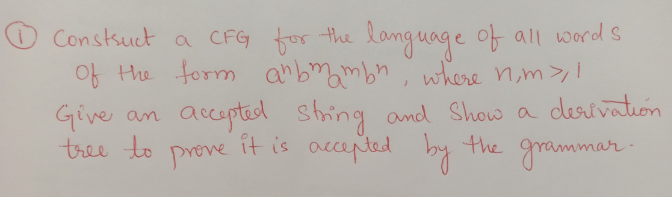 Solved Construct a CFG for the language of all words of the | Chegg.com
