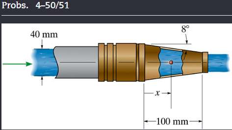 Solved 4–50. Water flows through the nozzle at a rate of 0.2 | Chegg.com
