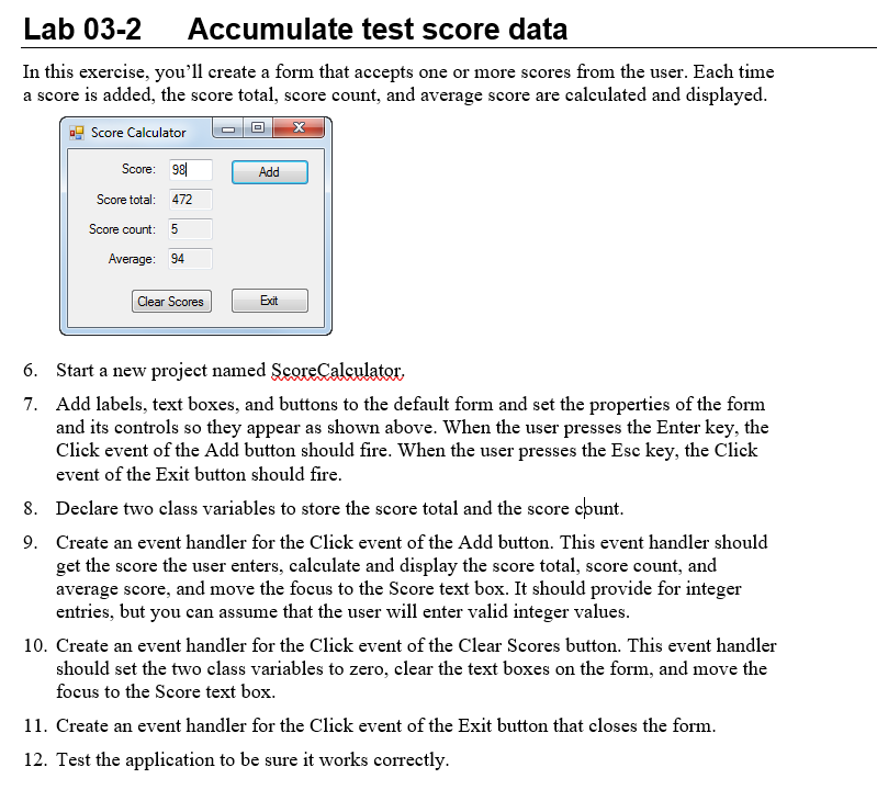 Solved Lab 03-2Accumulate test score data In this exercise, | Chegg.com