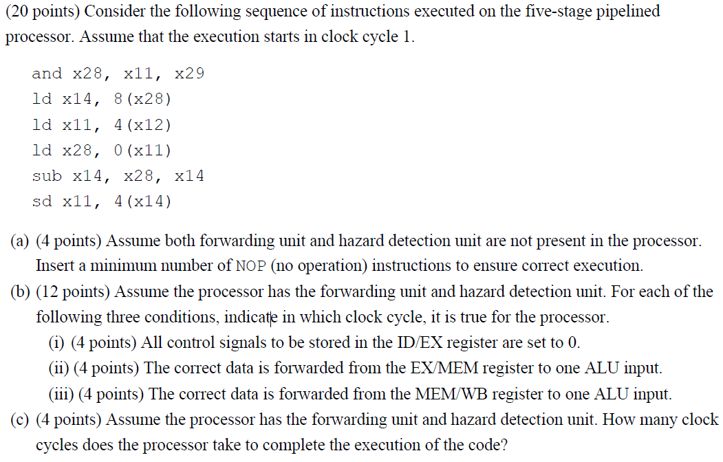 Solved (20 points) Consider the following sequence of | Chegg.com