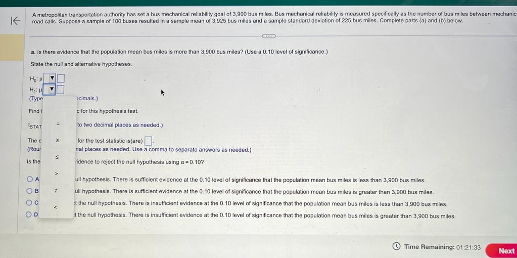 Solved A metropolitan transportation authority has set a bus | Chegg.com