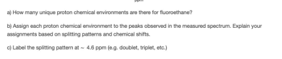 Solved The measured H NMR spectrum and the chemical | Chegg.com