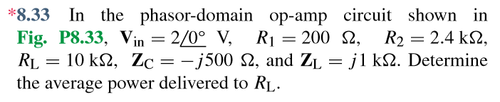 Solved *8.33 In the phasor-domain op-amp circuit shown in | Chegg.com