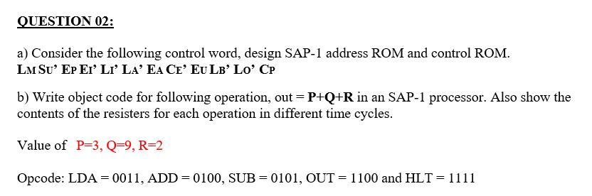 Solved QUESTION 02: a) Consider the following control word, | Chegg.com