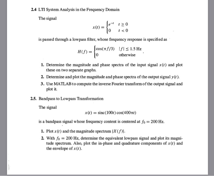 24 Lti System Analysis In The Frequency Domain The 