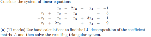 Solved Consider the system of linear equations | Chegg.com