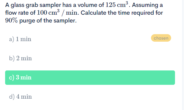 Solved A glass grab sampler has a volume of 125cm3. | Chegg.com