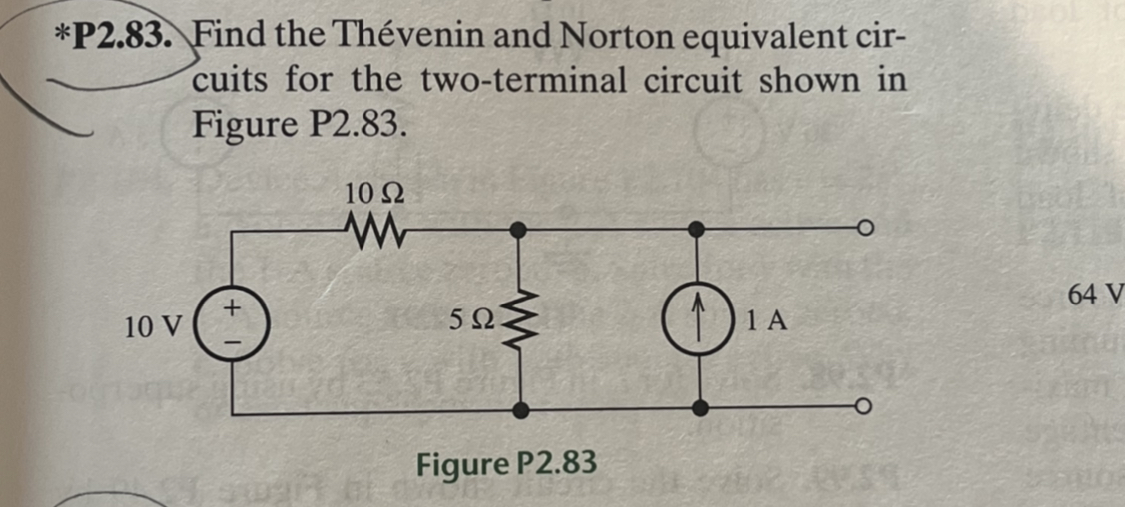 Solved P2.83. Find the Thévenin and Norton equivalent | Chegg.com