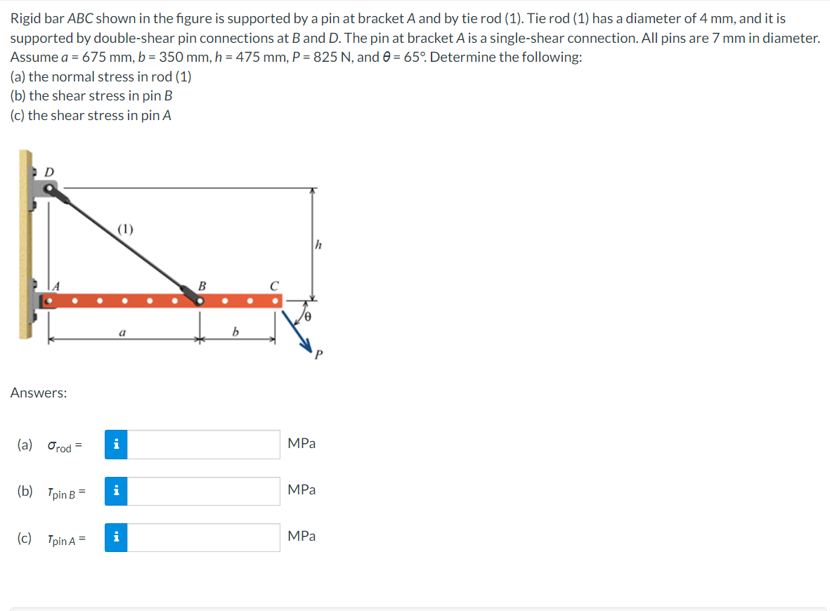 Solved Rigid bar ABC shown in the figure is supported by a | Chegg.com