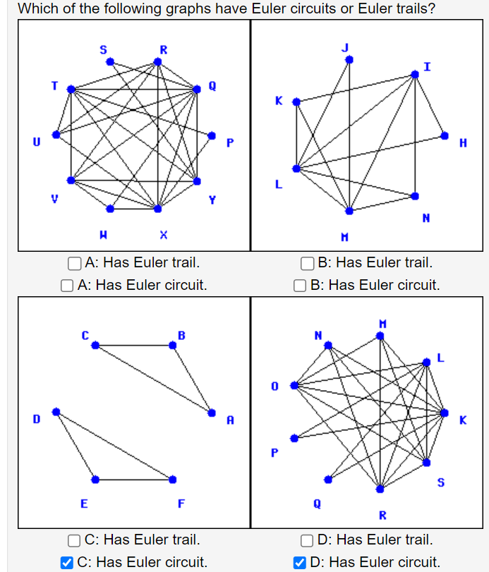 Solved A Has Euler Trail B Has Euler Trail A Has Euler 
