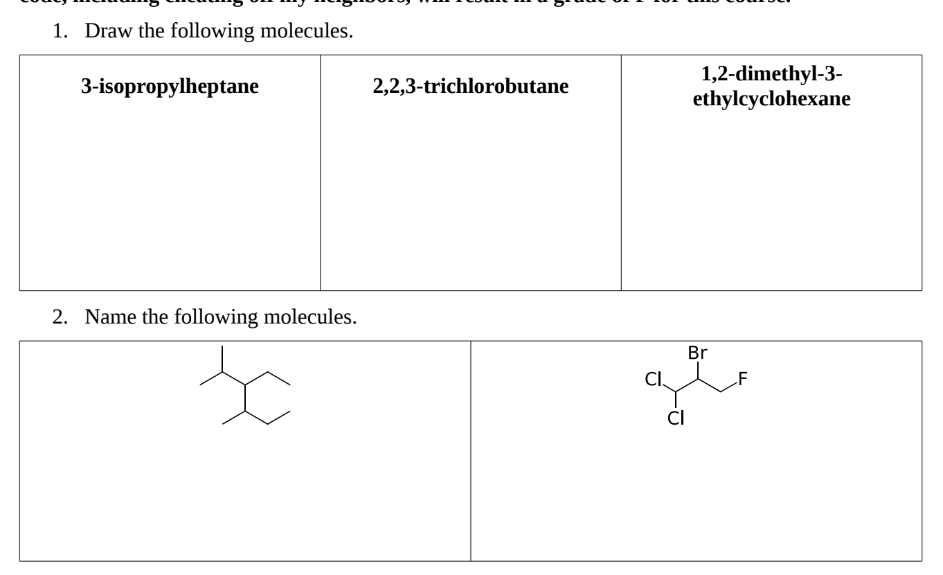 Solved 1. Draw the following molecules. 1,2-dimethyl-3- | Chegg.com