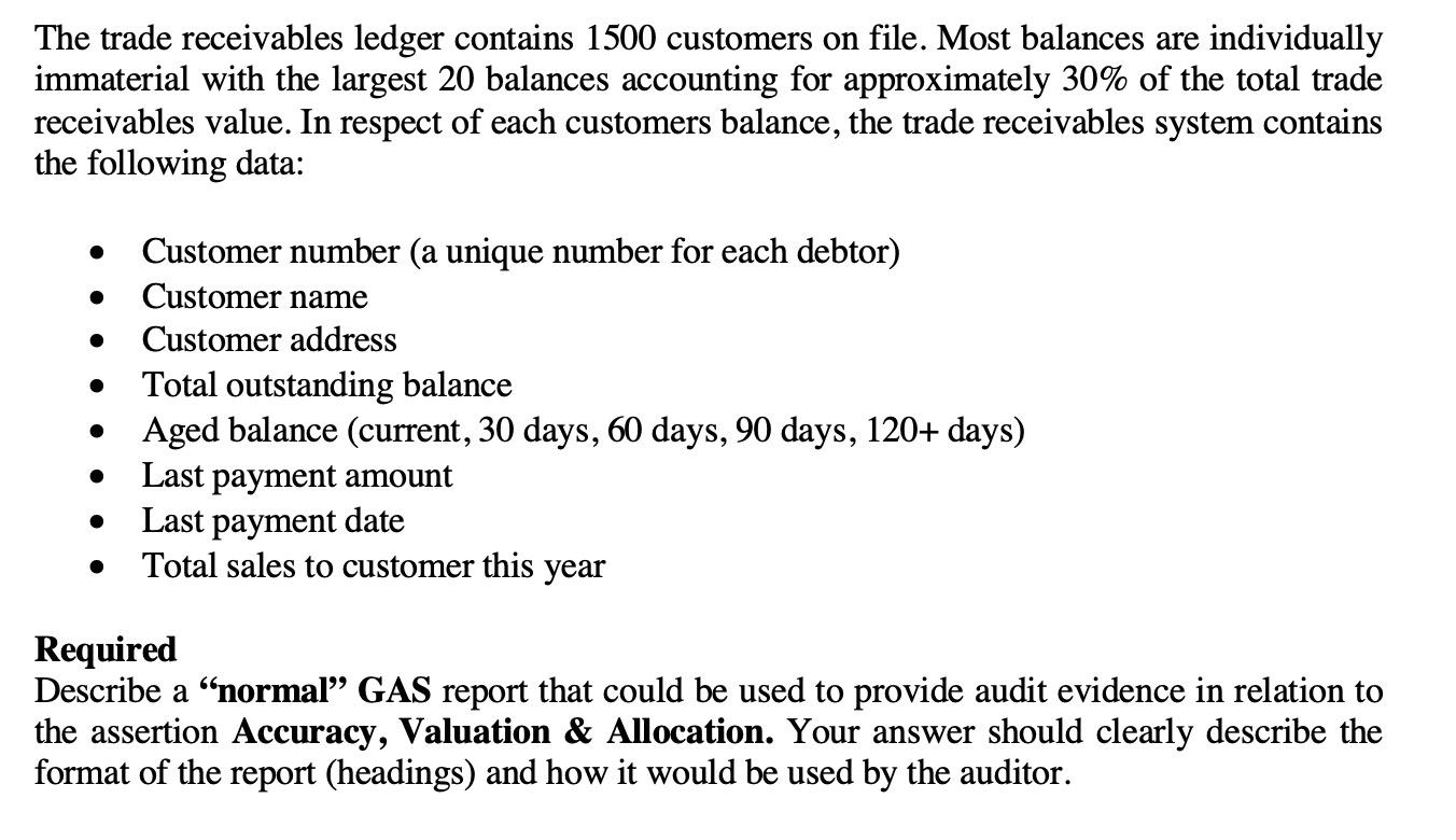Solved The trade receivables ledger contains 1500 customers | Chegg.com