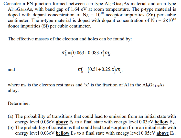 Solved Consider a PN junction formed between a p-type | Chegg.com