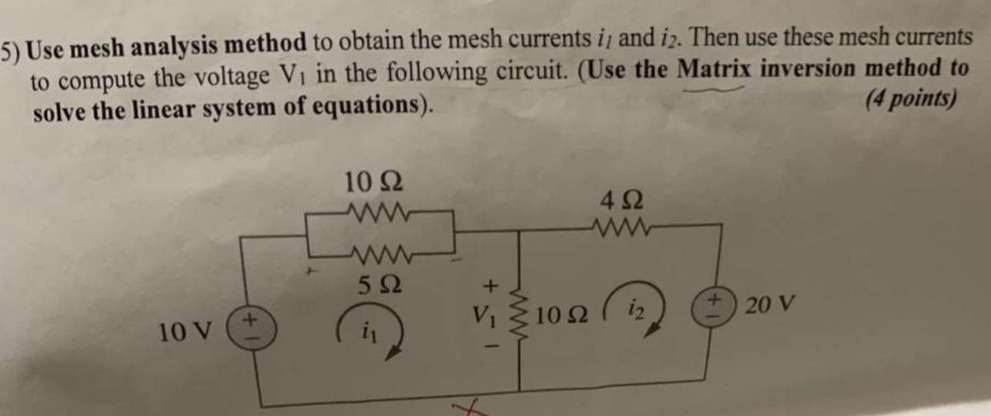 Solved 5) Use mesh analysis method to obtain the mesh | Chegg.com