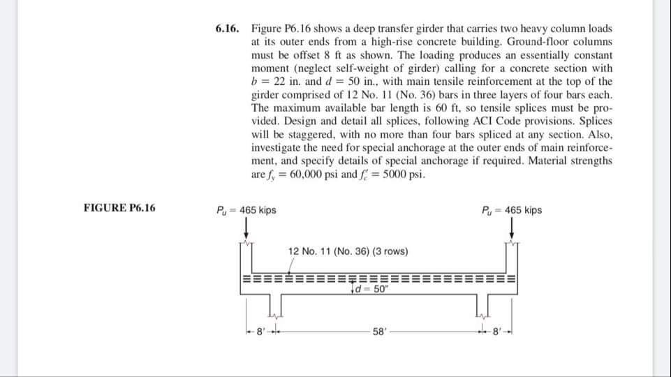 Solved 6.16. Figure P6.16 shows a deep transfer girder that | Chegg.com