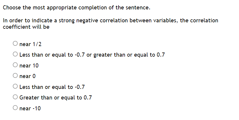 Solved Choose the most appropriate completion of the | Chegg.com