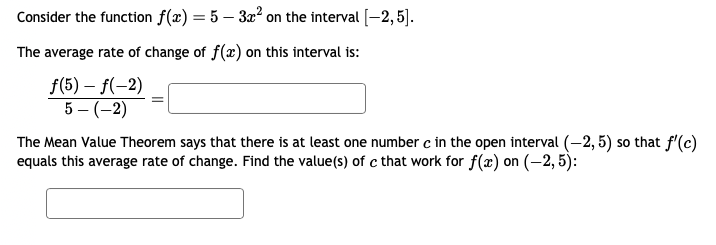 Solved Consider the function f(x)=5−3x2 on the interval | Chegg.com