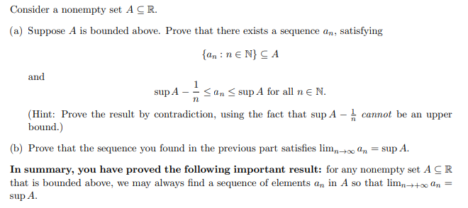 Solved Q: we proved that, for any nonempty set A ⊆ | Chegg.com