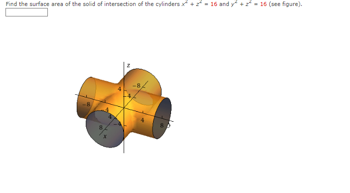 Solved Find the surface area of the solid of intersection of | Chegg.com