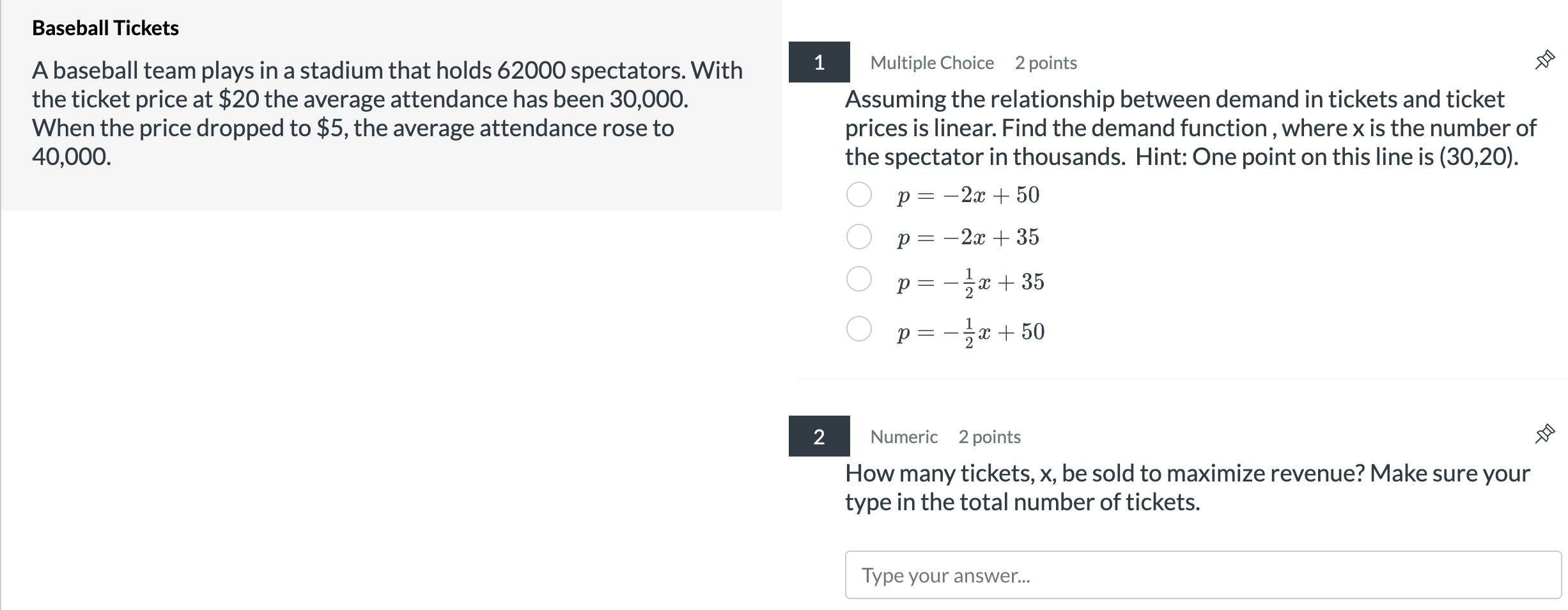 Solved by an EXPERT A baseball team plays in a stadium that holds 62000 | Chegg.com