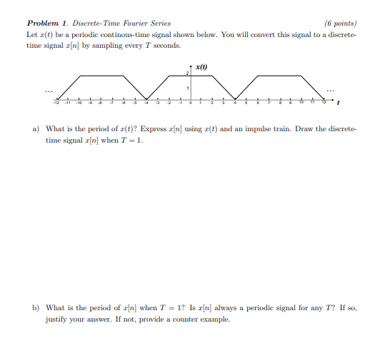 Solved Problem 1. Discrete-Time Fourier Series (6 points) | Chegg.com