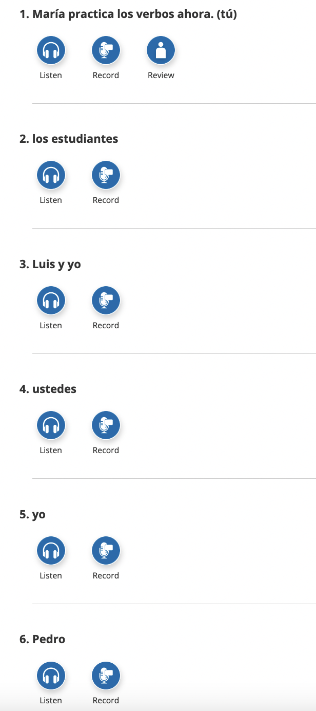 1. María practica los verbos ahora. (tú) 2. los | Chegg.com