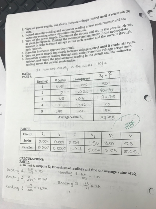 Solved EXPERIMENT 4 OHM'S LAW-RESISTANCE IN SERIES AND | Chegg.com