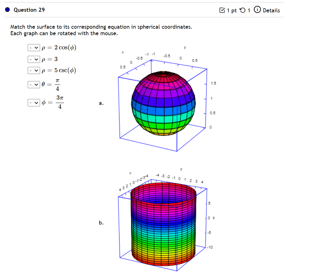 Solved Question 29 1 pt 5 1 0 Details Match the surface to | Chegg.com