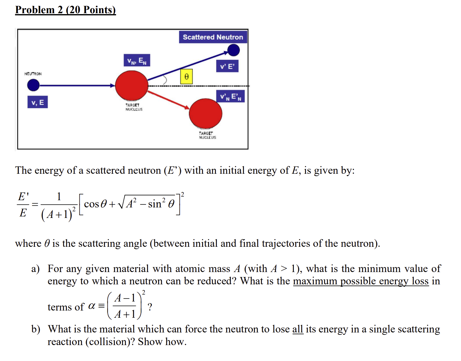 Solved Problem 2 (20 Points) The energy of a scattered | Chegg.com