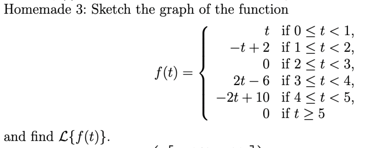 Solved Homemade 3: Sketch the graph of the function t if 0 | Chegg.com