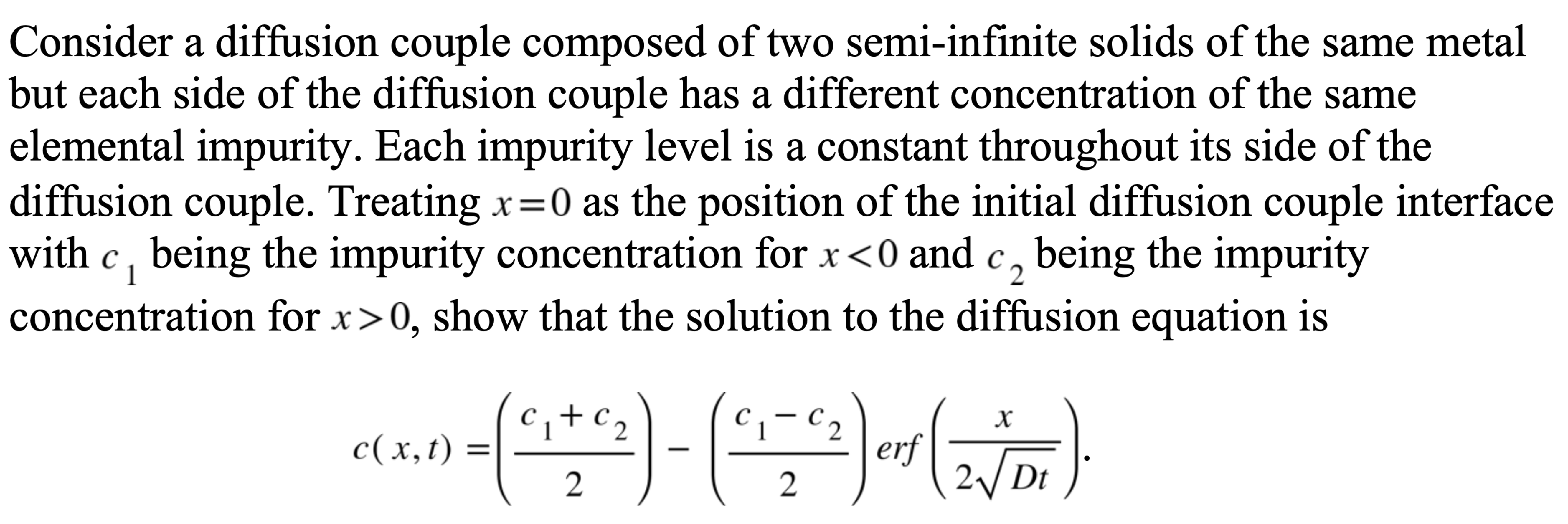 Solved Consider a diffusion couple composed of two | Chegg.com