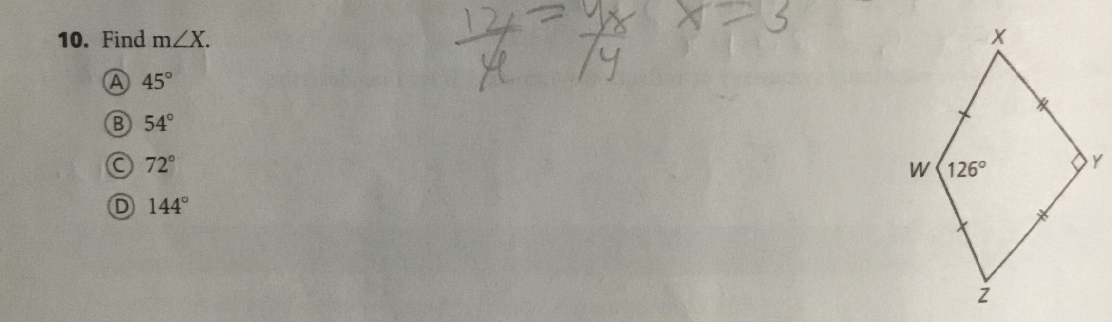 Solved Find m?x.45°54°72°144° | Chegg.com